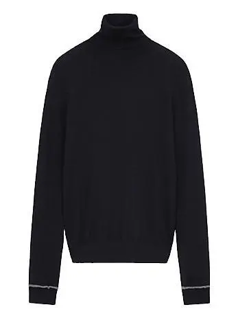 Loewe Branded Wool Turtleneck Jumper - Navy/grey
