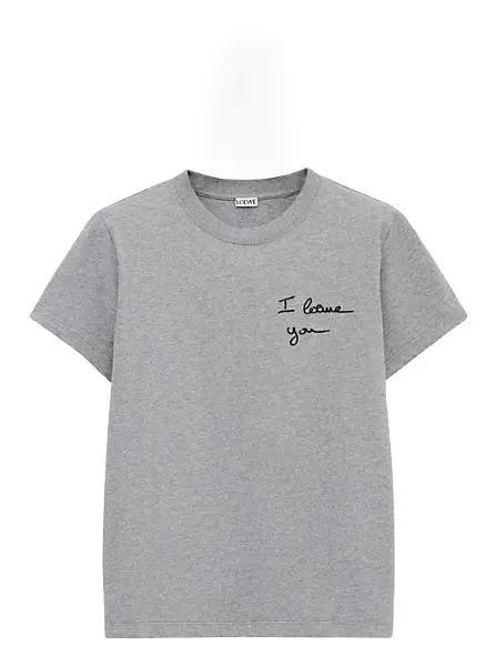 Loewe Brand-embroidered Cotton-blend T-shirt - Grey Melange