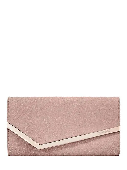 JIMMY CHOO Emmie Fine Glitter Woven Clutch Bag - Rose