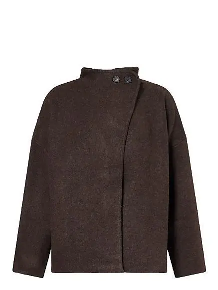 PRETTY LAVISH Sarlina Crossover Knitted Cardigan - Chocolate Brown