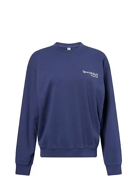 SPORTY & RICH Play Tennis Cotton-jersey Sweatshirt - Dark Navy