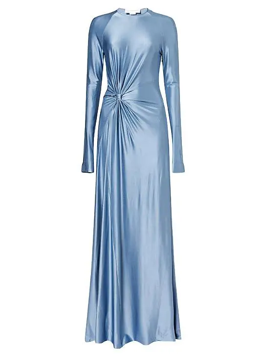 Victoria Beckham Twist Long-sleeved Gown - Stone