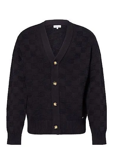 BELIER Basket-weave Knit Cotton-blend Cardigan - Navy