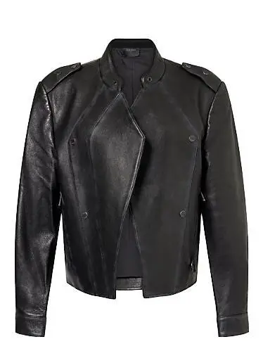 TEAM WANG DESIGN Open-front Leather Jacket - Black