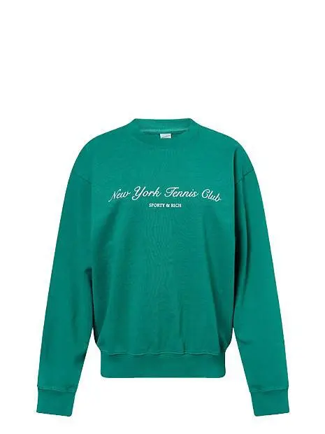 SPORTY & RICH Ny Tennis Club Round-neck Cotton-jersey Sweatshirt - Alpine