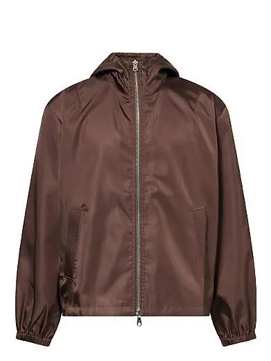 COLE BUXTON Hooded Windbreaker Woven Jacket - Brown