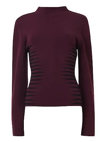 LEEM Jacquard Slim-fit Knitted Top - Red
