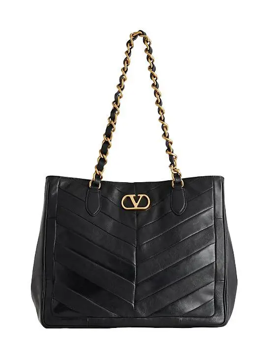 Valentino Garavani Laseine Leather Tote Bag - Nero