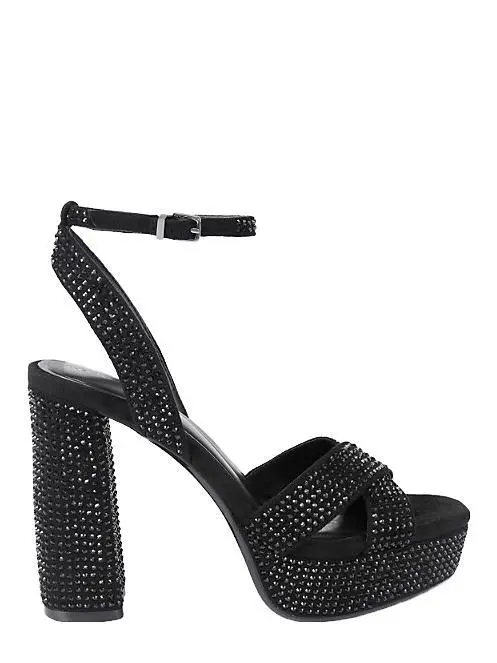 Kurt Geiger Silo Beaded Woven Heeled Sandals - Black
