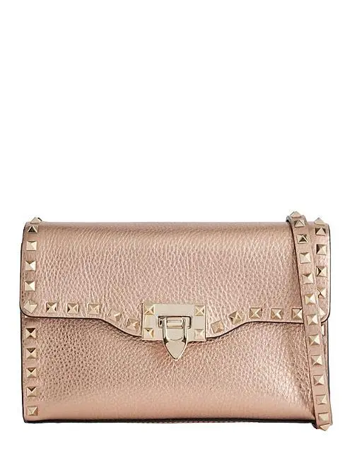 Valentino Garavani Rockstud Leather Shoulder Bag - Rose Cannelle