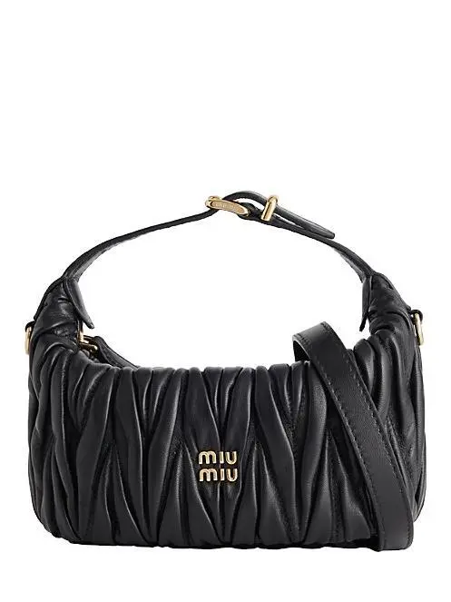 Miu Miu Matelassé Leather Top Handle Bag - Nero