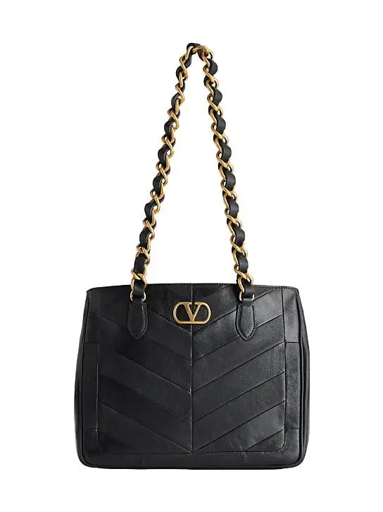 Valentino Garavani Laseine Leather Tote Bag - Nero
