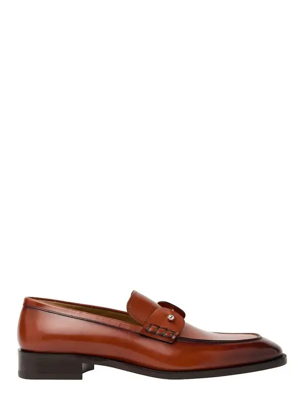 CHRISTIAN LOUBOUTIN Chambelimoc Collar-pin Leather Loafers - Brown