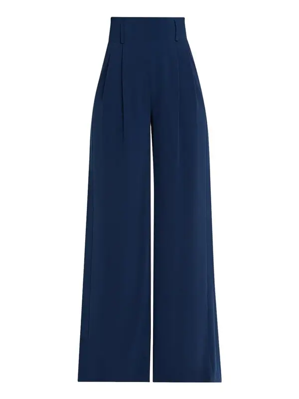 Akris Florina High-rise Pleated Wide-leg Pants - Dark Blue
