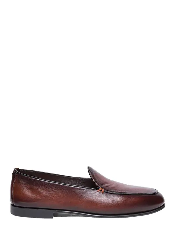 Santoni Vibe Leather Loafers - Dark Brown