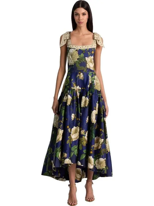 Alice + Olivia Rosalee Cotton Poplin Midi Dress - Floral