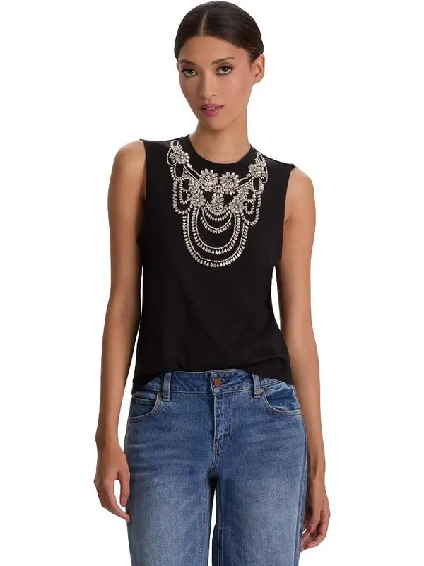 Alice + Olivia Embellished Tank - Black