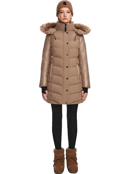 Rudsak Quilted Down Puffer With Faux Fur - Brown