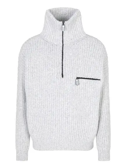 Giorgio Armani Neve Pure Cashmere Jumper With Zip - Metallic