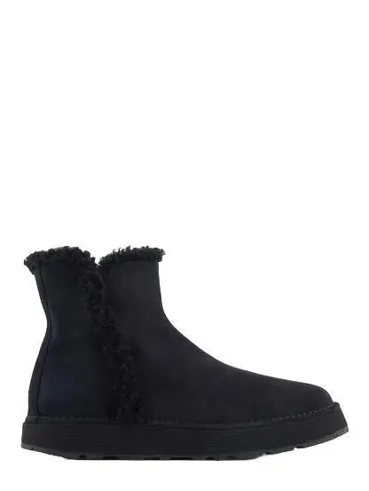 Giorgio Armani Neve Suede And Sheepskin Ankle Boots - Black