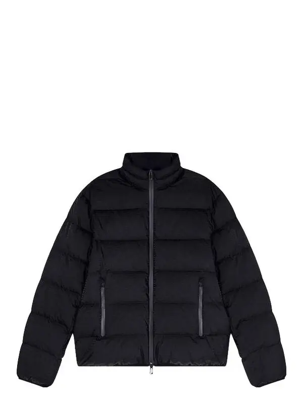 Emporio Armani Water-repellent Quilted Nylon Down Jacket With Jacquard Logo - Black
