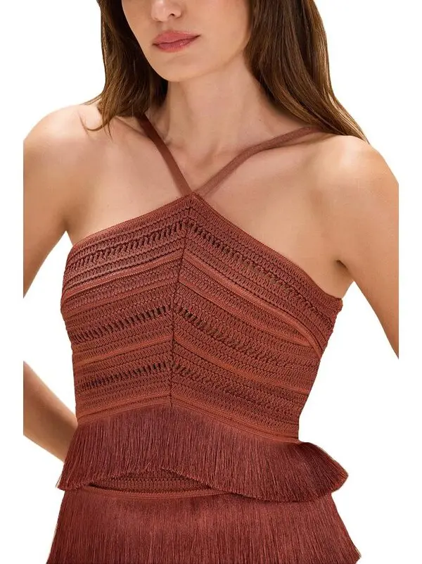 PatBO Amber Fringe Top - Brown
