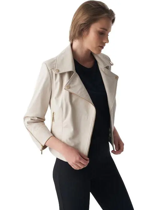 FURNIQ UK Cordelia Leather Jacket - Beige