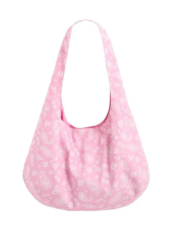 LOST PATTERN Paisley Cotton Hobo Shoulder Bag - Powder Pink