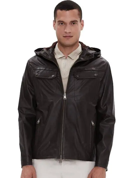 FURNIQ UK Horace Leather Jacket - Brown