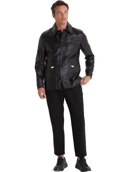 FURNIQ UK Patterned Leather Jacket - Black