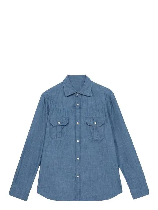 FORTELA Amleto Denim Shirt With Patch Pockets - Blue