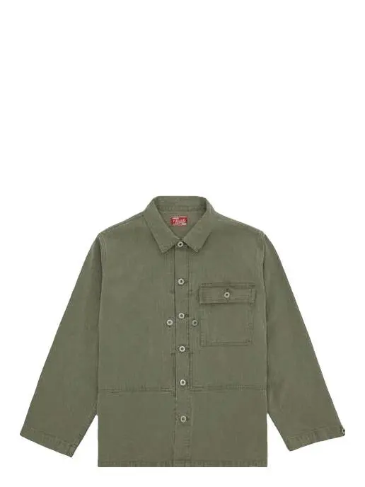 FORTELA Herringbone Cotton Overshirt - Green