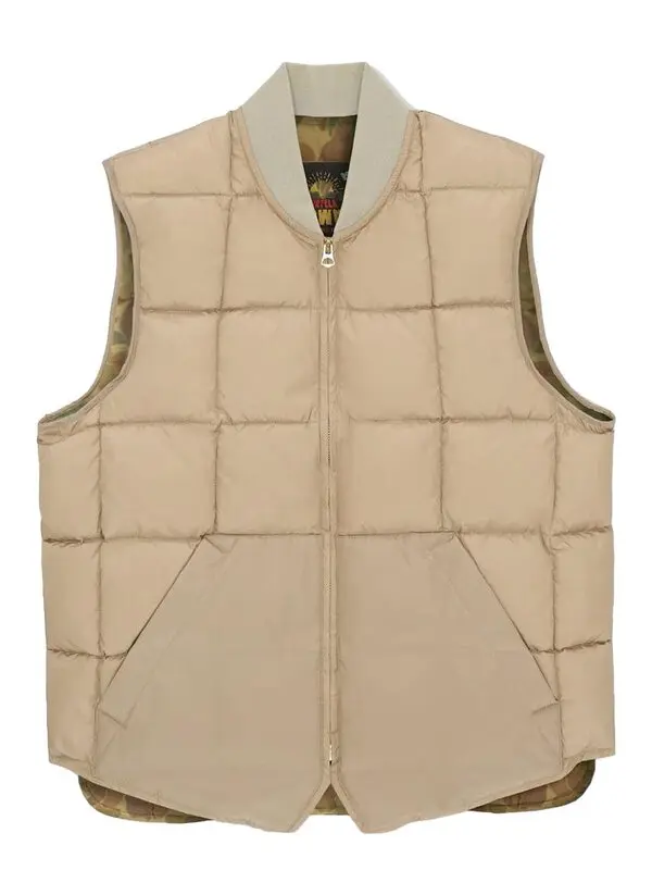 FORTELA Nylon Padded Vest With Camouflage Lining - Camel