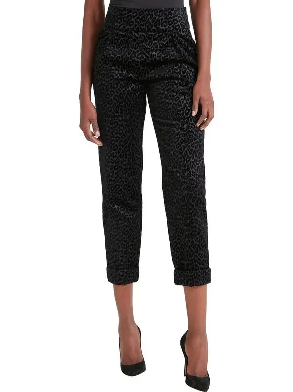 TEMPERLEY LONDON Lynx Velvet Tapered Trousers - Black Tonal Leopard