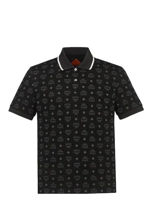 Mcm Monogram Jacquard Polo Shirt - Black