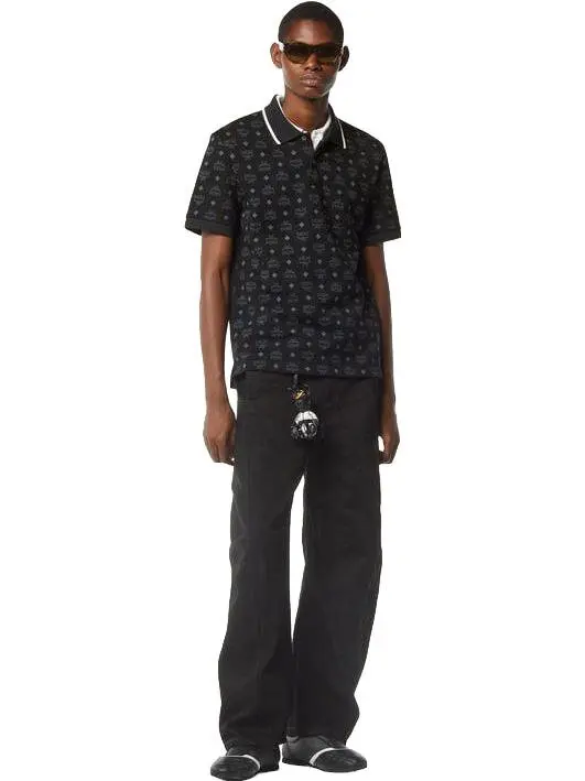 Mcm Monogram Jacquard Polo Shirt - Black