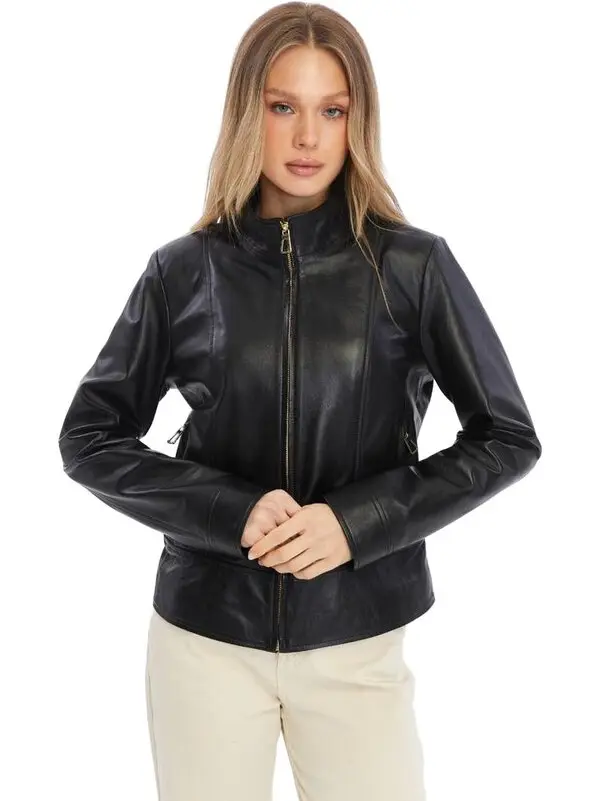FURNIQ UK Blythe Leather Jacket - Black
