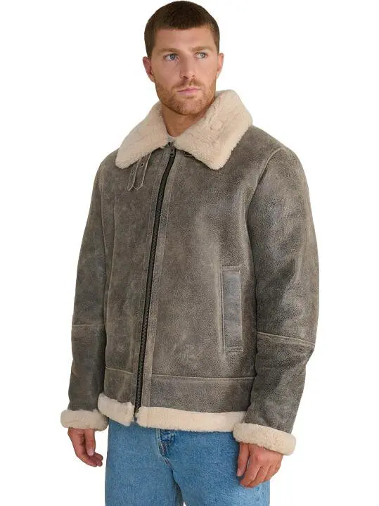 FURNIQ UK Rupert Shearling Aviator Jacket - Grey