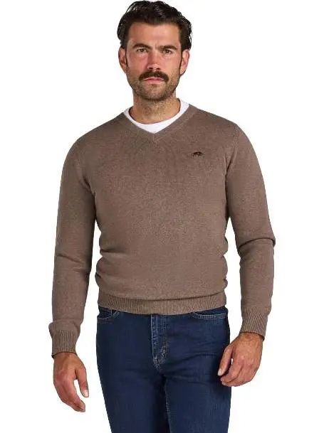 RAGING BULL Classic V-neck Sweater - Toast