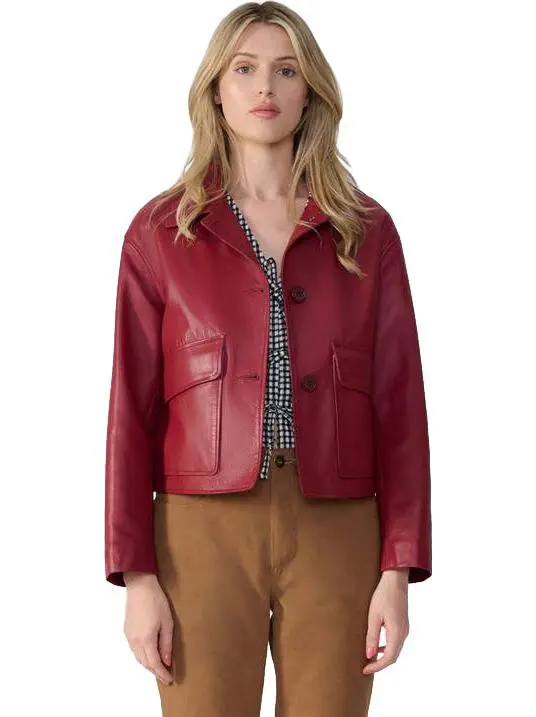 FURNIQ UK Ella Suede Jacket - Light Burgundy
