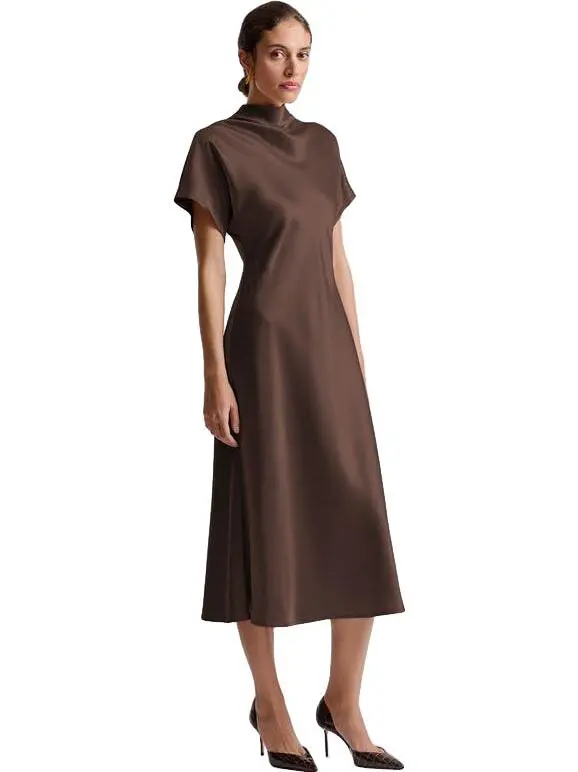 MALINA Milena Cape Midi Dress - Chocolate