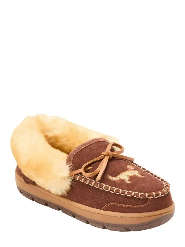 DEARFOAMS Fireside Gladstone Genuine Shearling Moccasin - Potting Soil