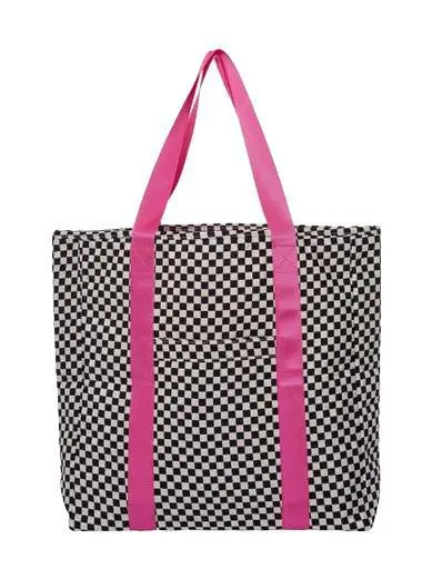 TOTALEE GIFT And White Checkered Tote Bag - Black