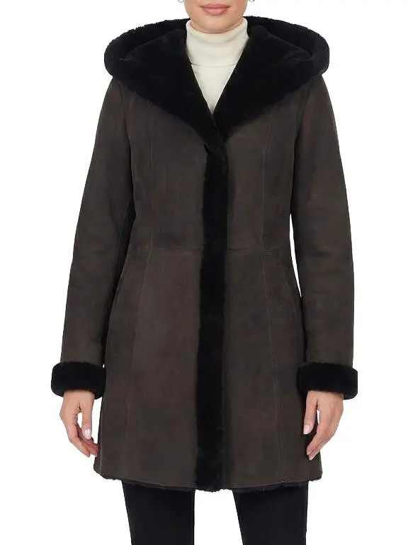 Gorski Merino Shearling Hooded Parka - Dark Brown