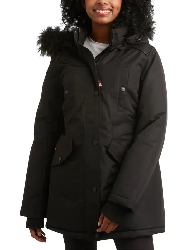 CANADA WEATHER GEAR Short Parka Hooded Jacket - Black