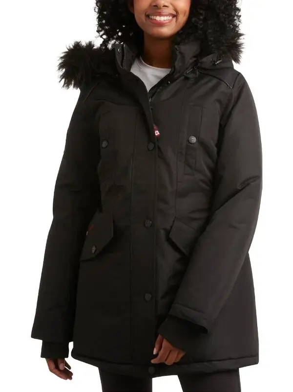 CANADA WEATHER GEAR Short Parka Hooded Jacket - Black