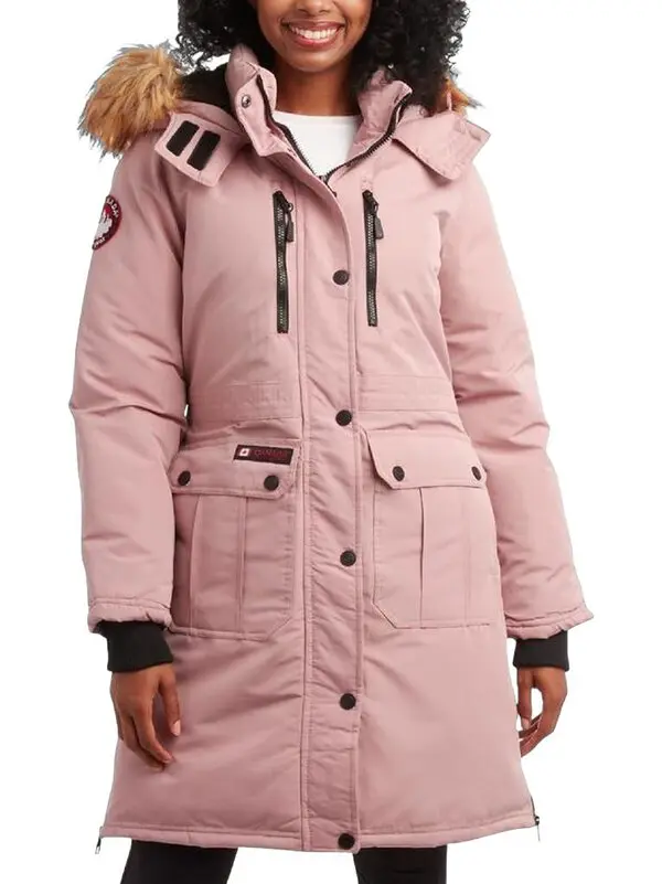 CANADA WEATHER GEAR Short Parka Hooded Jacket - Dusty Rose