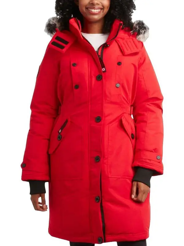 CANADA WEATHER GEAR Short Parka Hooded Jacket - Red