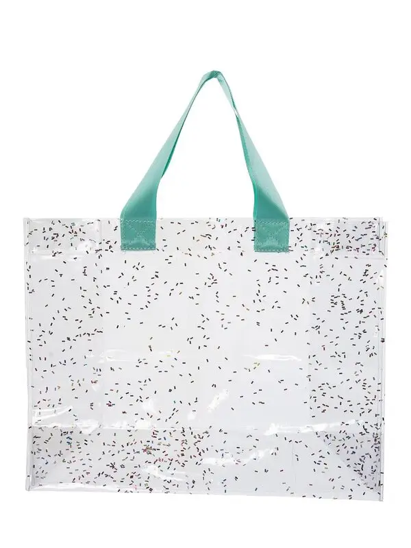 TOTALEE GIFT Large Confetti Glitter Tote - Clear