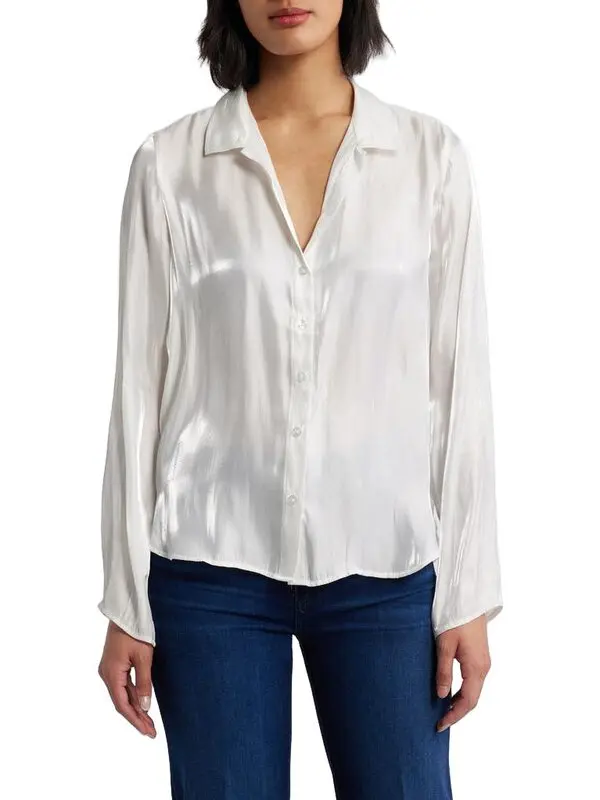 CLOTH & STONE Button-up Shirt - White Shimmer